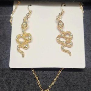Jewelry | Set Snake Necklace And Earring Golden Snake | Poshmark